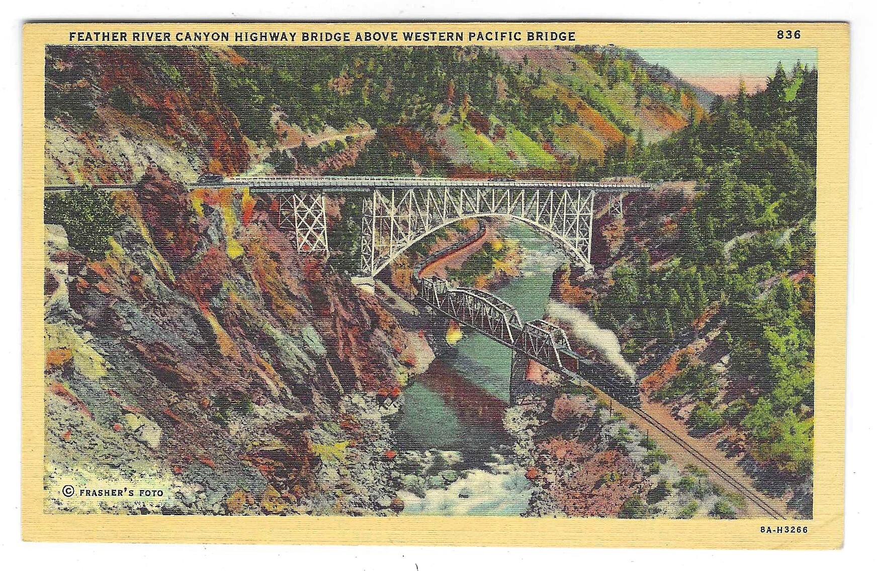 The Feather River Canyon Highway Bridge Above Western Pacific Bridge ...