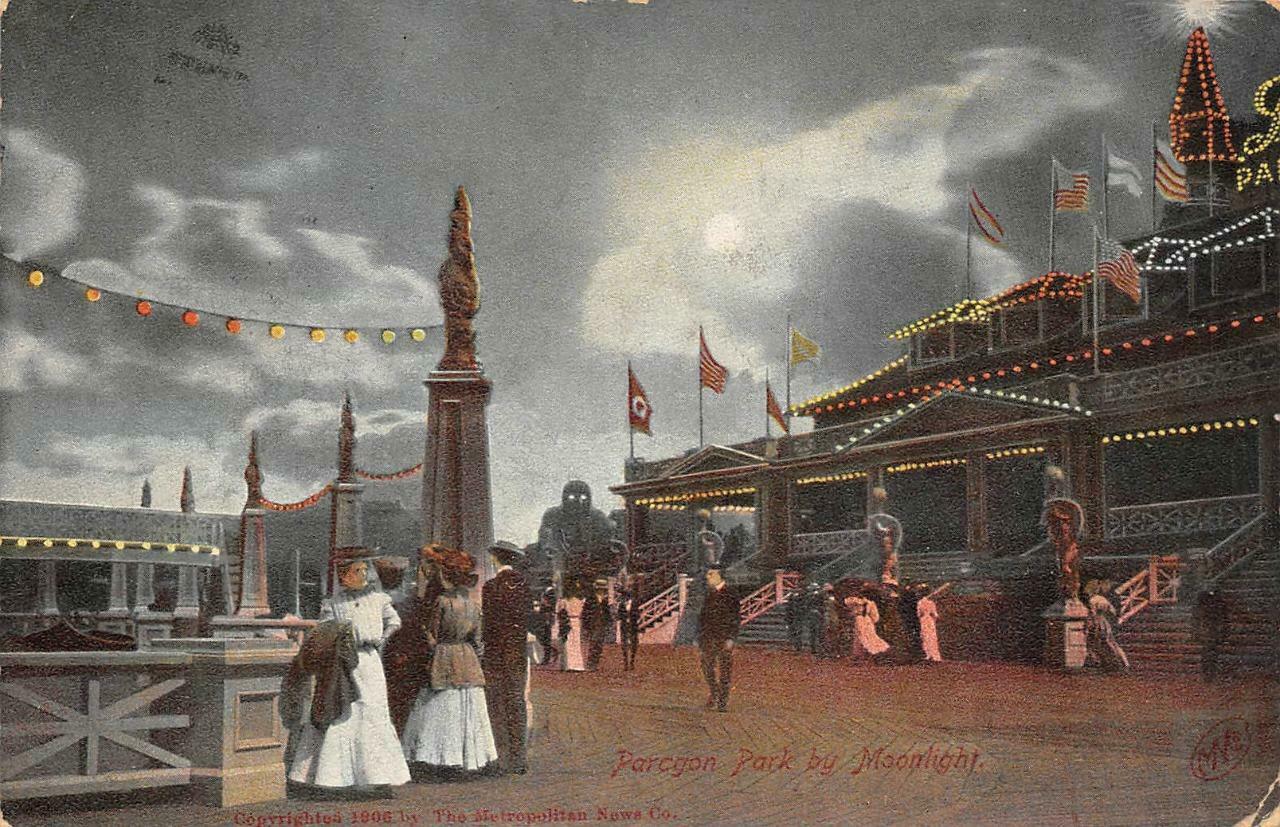 PARAGON PARK Moonlight Nantasket Beach, Hull, MA Amusement Park 1907 ...