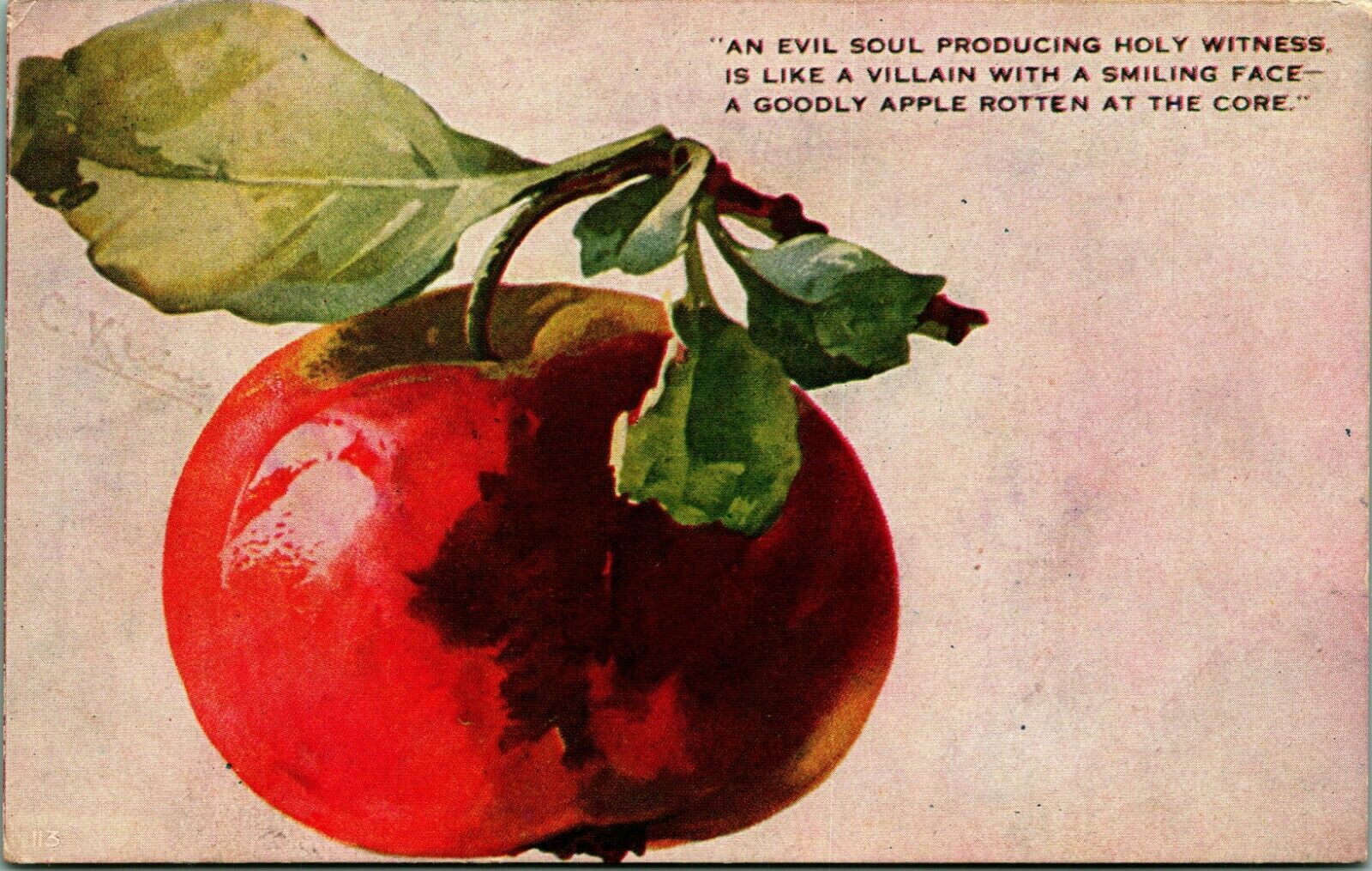 Shakespeare Quote a Goodly Apple Rotten At the Core 1909 DB Postcard E7 ...