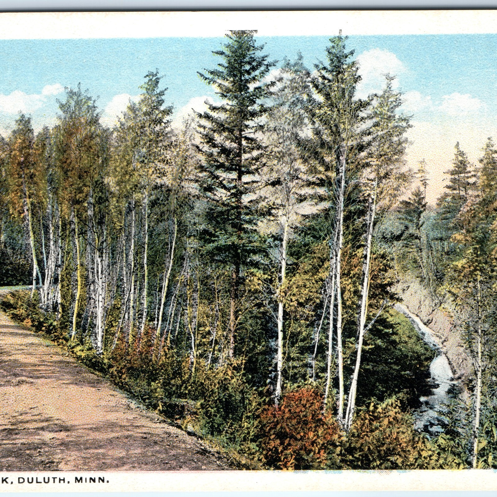 c1910s Duluth, MN Congdon Park Roadside PC Dirt Trail Street Tree ...