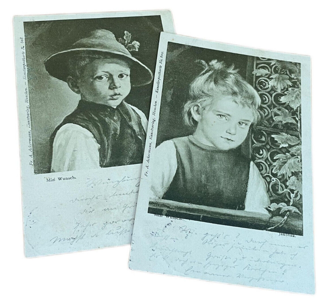 Unit of 2 fine art postcards 1899 Jakobaa & Muckeri portraits by Mizi ...