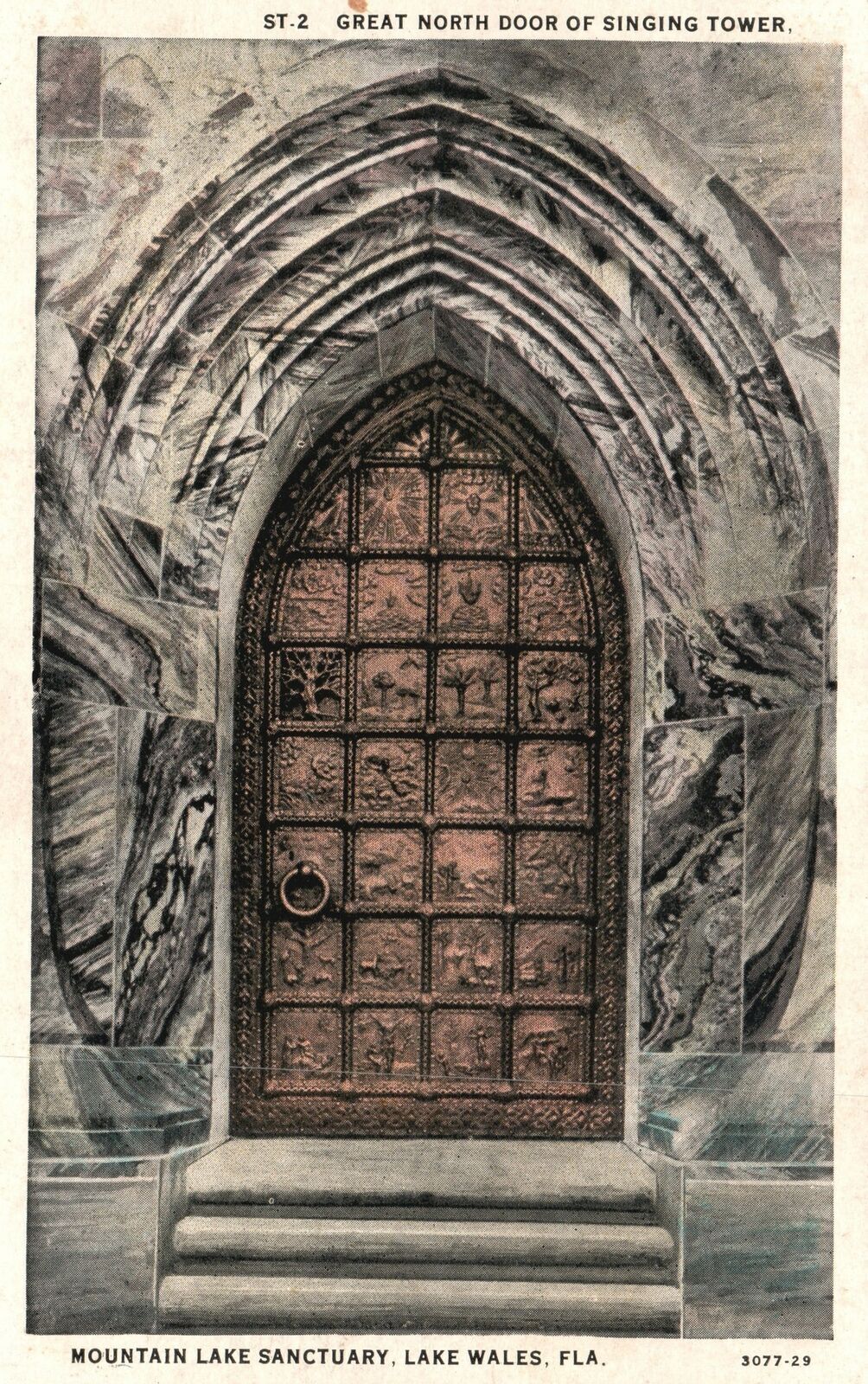Vintage Postcard Great North Door Singing Tower Mountain Sanctuary Lake ...