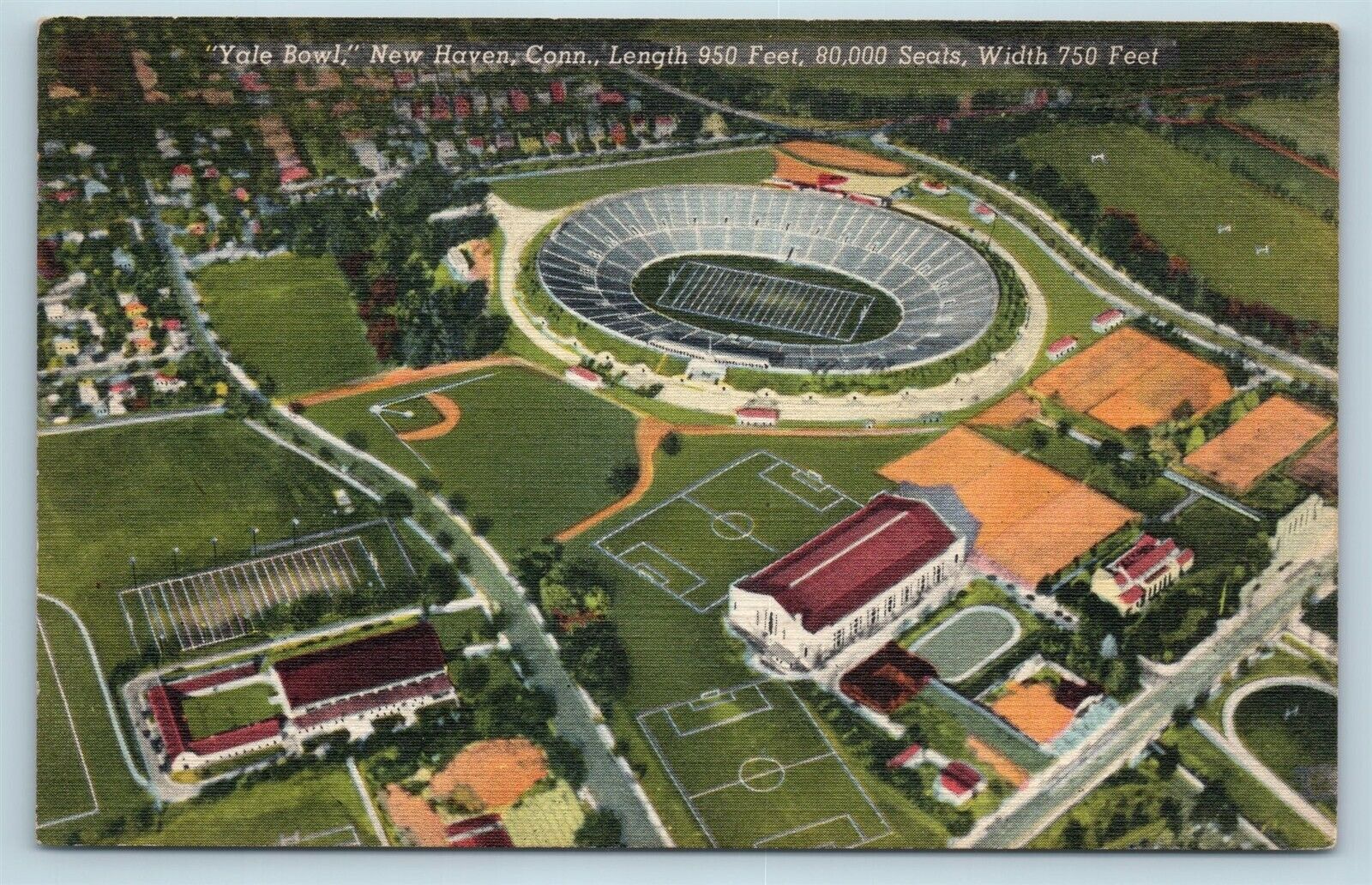 Postcard CT New Haven Yale Bowl Aerial View Football Stadium Sports ...