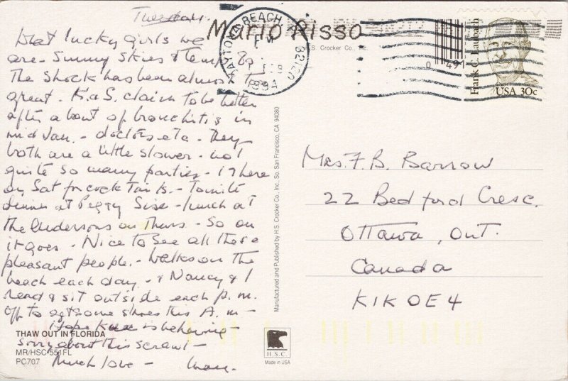 'Thaw Out In Florida' Man at Beach Comic Funny Humour Sun Rain Postcard ...