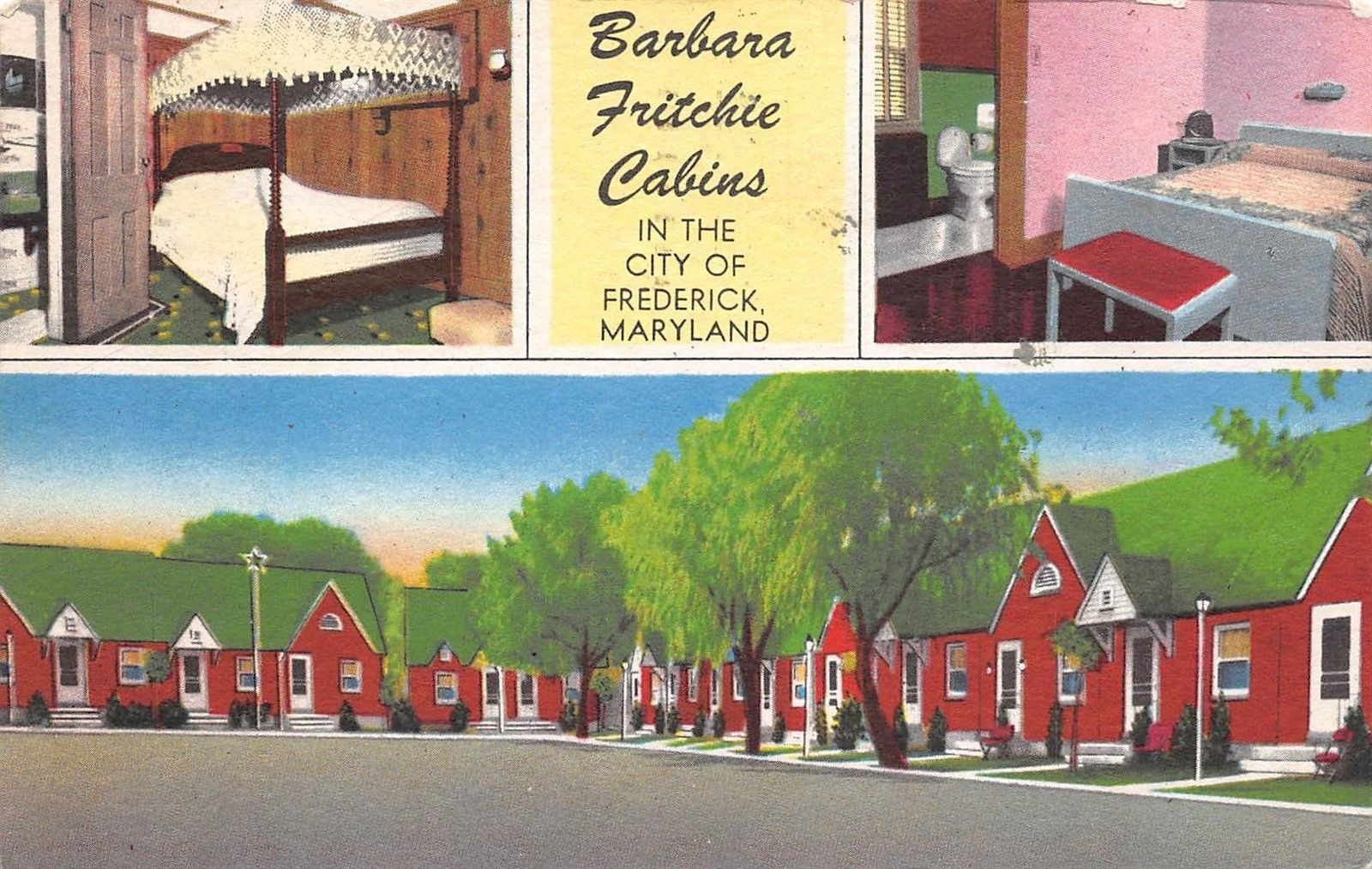 Frederick Maryland 1953 Postcard Barbara Fritchie Cabins | United ...
