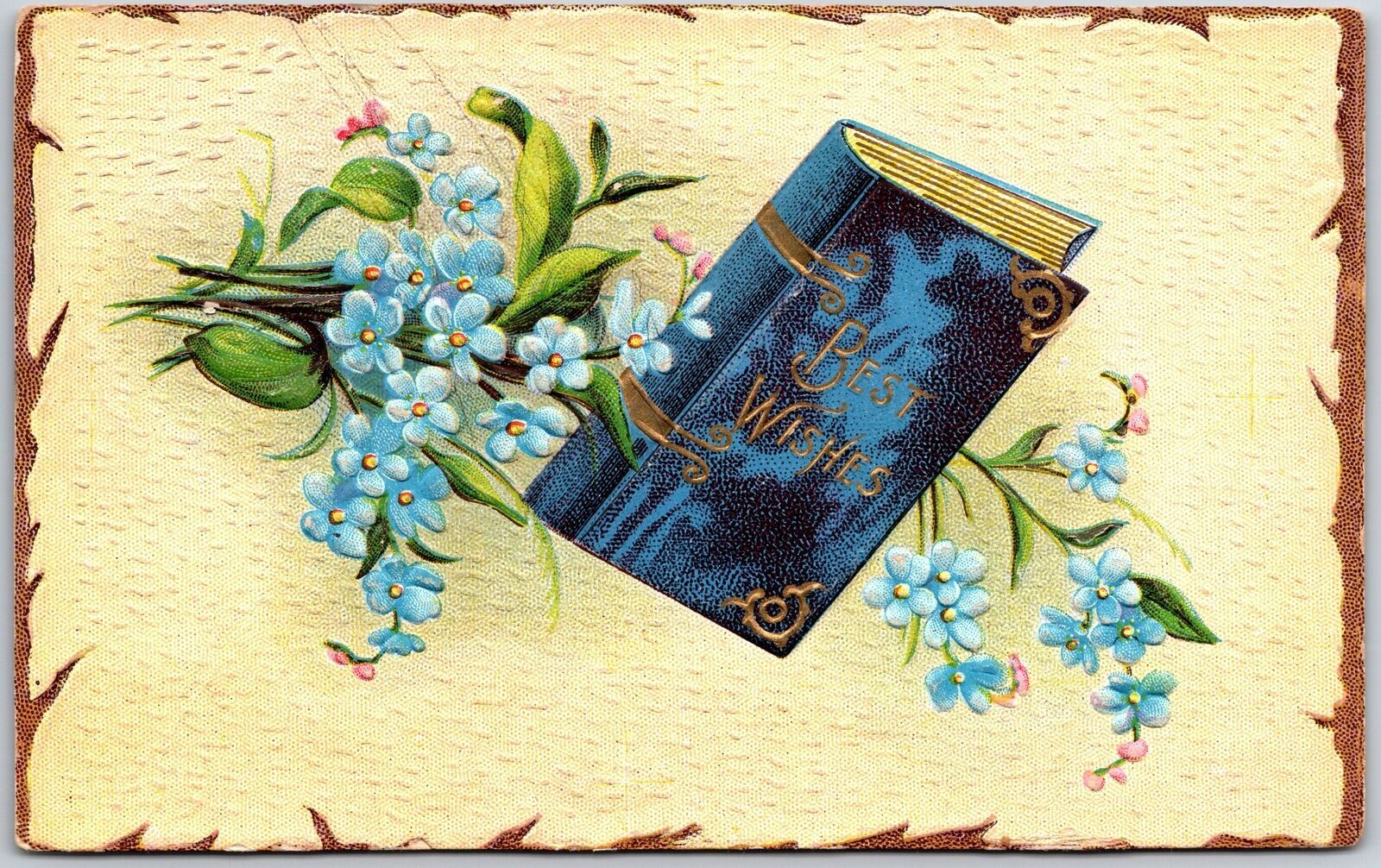 Best Wishes Book Forget-Me-Nots Blue Flowers Greetings Postcard | Other ...