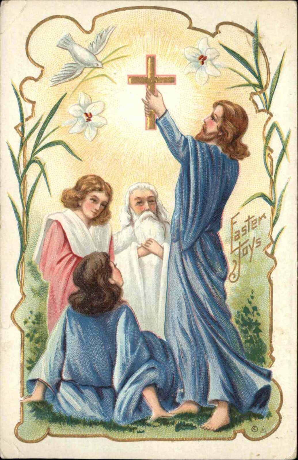 Easter Children Jesus Cross Lily Dove Embossed Nash c1910s Postcard ...