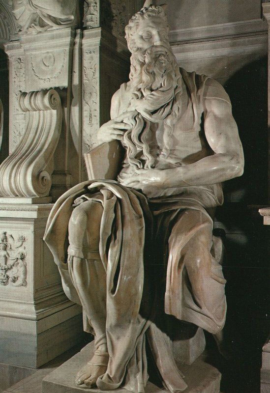 Postcard Moses Sculpture Renaissance Artist Michelangelo Buonarroti ...