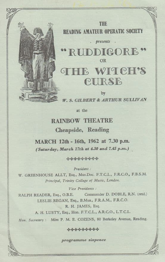 Ruddigore Witch Horror Wicca Play Cornwall Fishing Village Reading Old ...