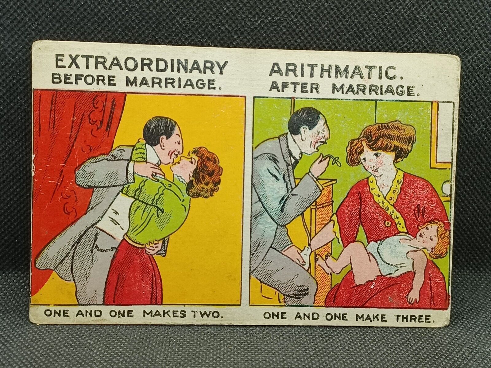 Vintage Comic Humour Postcard - Extraordinary Arithmatic Before After ...