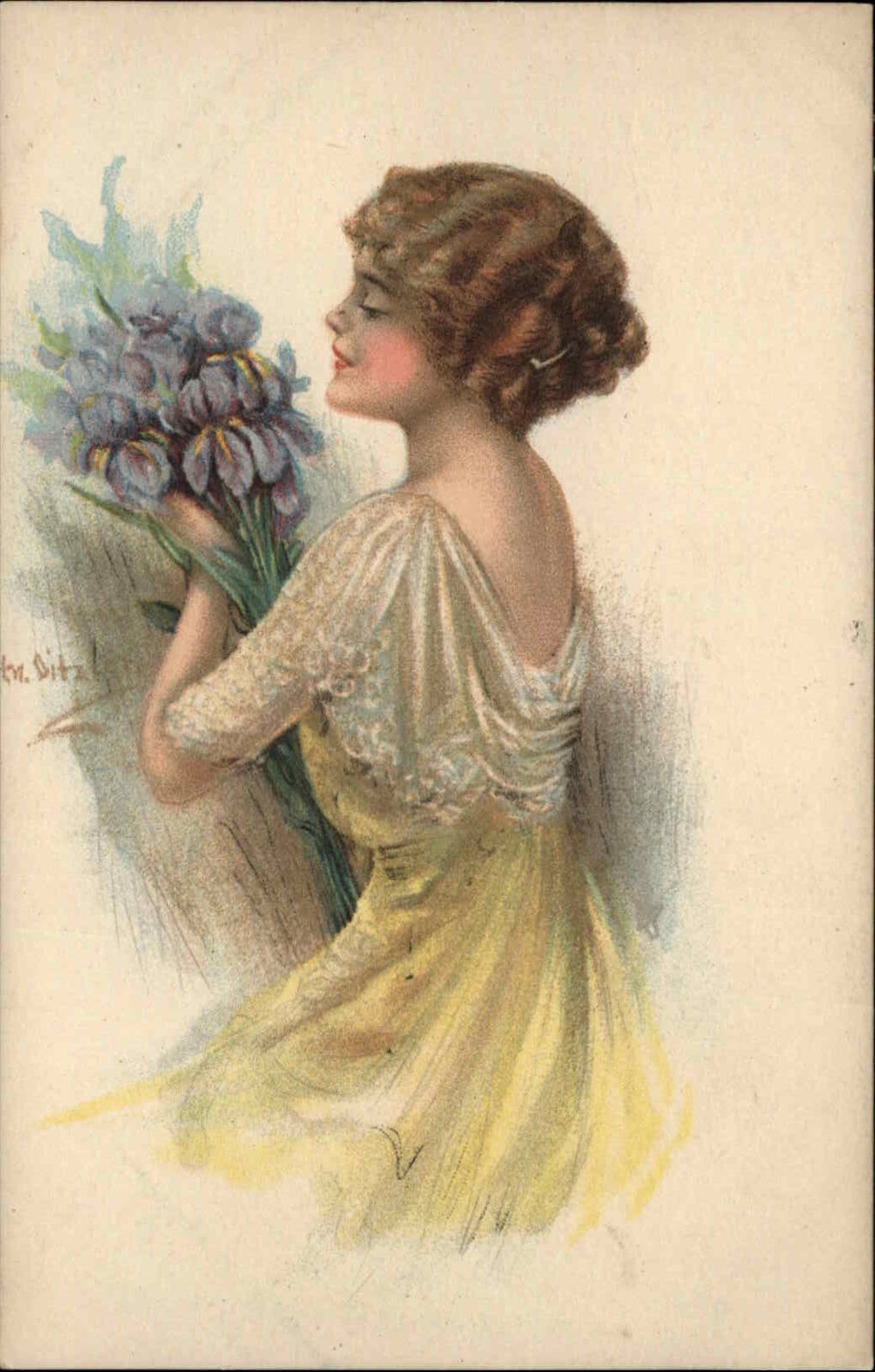 HN Ditzler Vintage PC Beautiful Young Woman Flowers Glamour | Asia ...