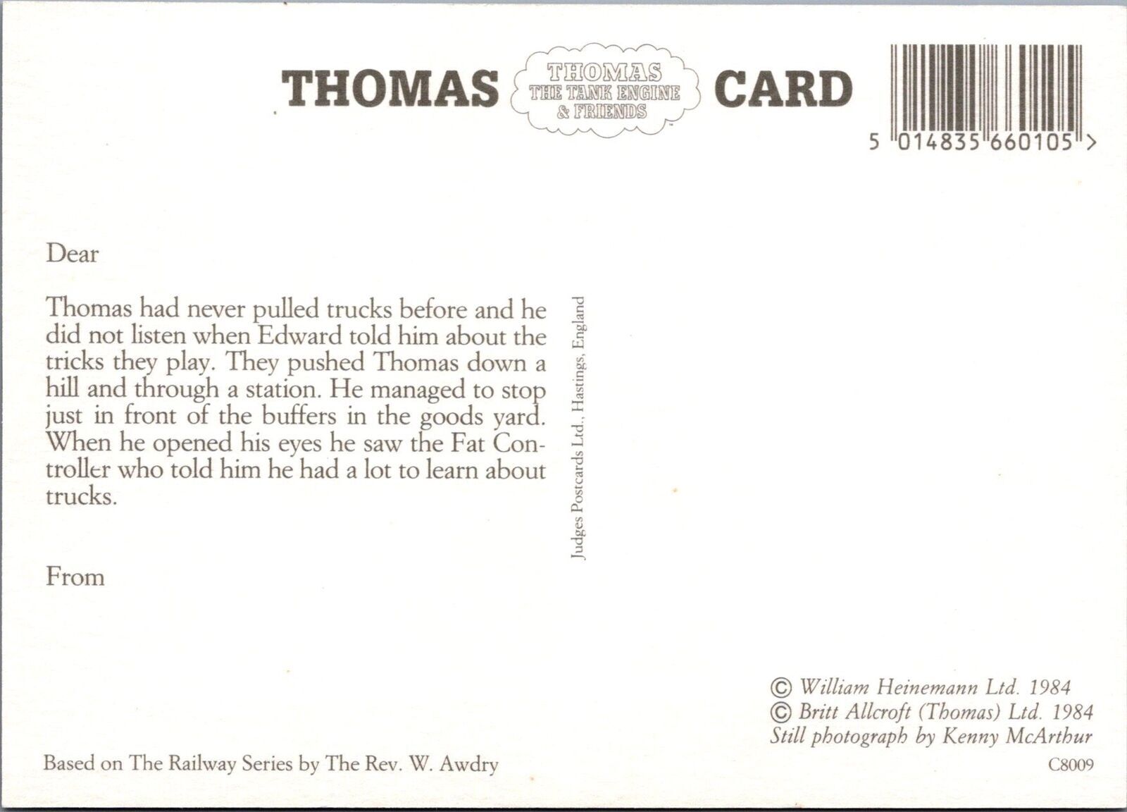 Children's TV Postcard - Thomas The Tank Engine and Friends Animation ...
