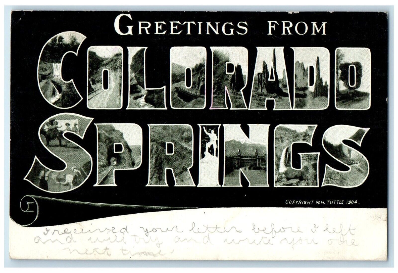 1910 Greetings From Colorado Springs Colorado CO, Large Letters Antique ...