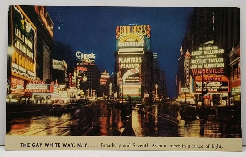 NY The Gay White Way Broadway & Seventh Ave Lights At Night 1939 ...