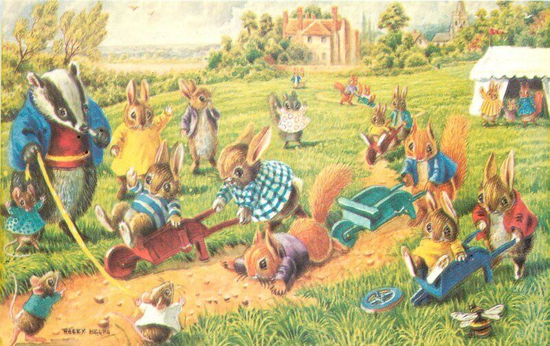 1950s Dressed Rabbits Racey Helps Garden Fun Comic Humor Postcard 22 ...