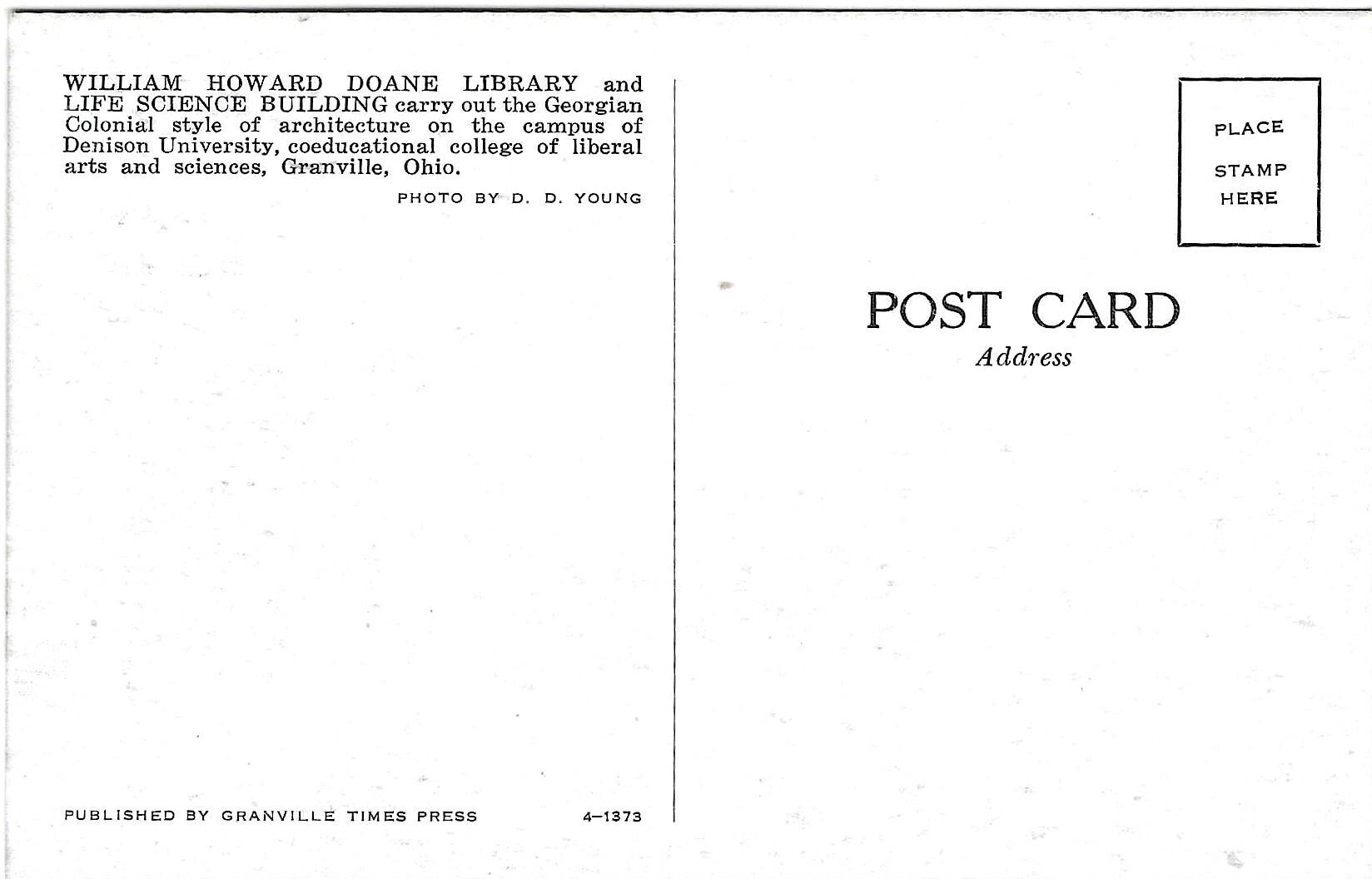 William Howard Doane Library, Granville, Ohio, Early Chrome | Topics ...