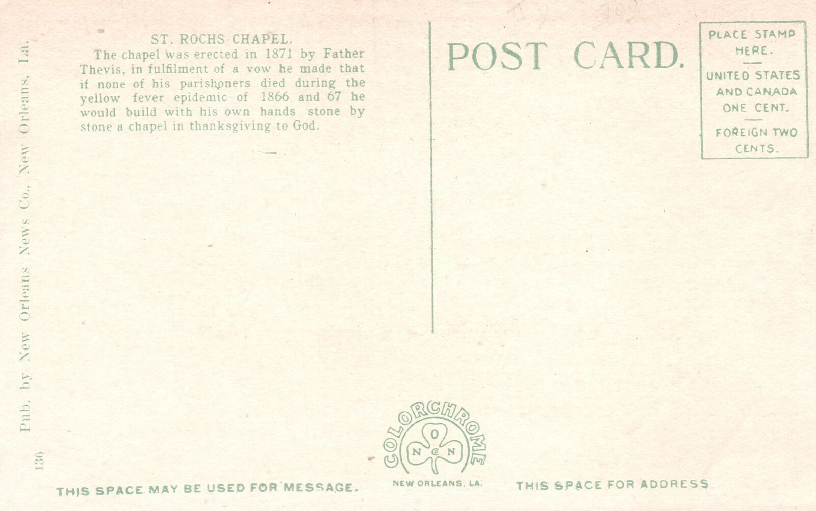 Vintage Postcard 1920's View of St. Roch's Chapel New Orleans Louisiana ...