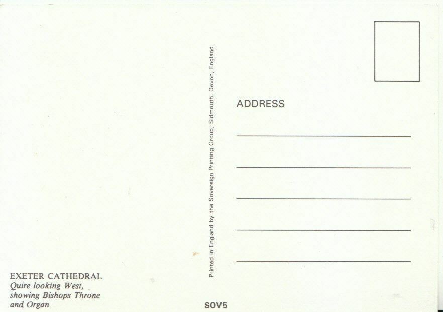 Devon Postcard - Exeter Cathedral - Showing Bishops Throne and Organ ...