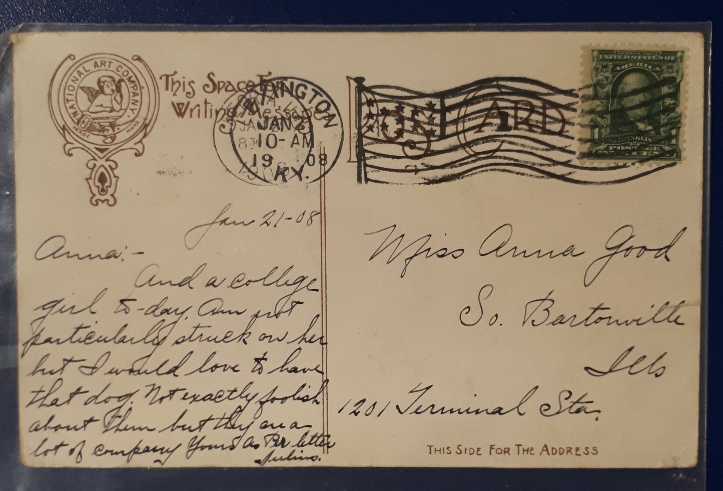 H944 PRETTY GIRL WITH BULL DOG AND FLAG-1908 (Archie Gunn Illustrator ...