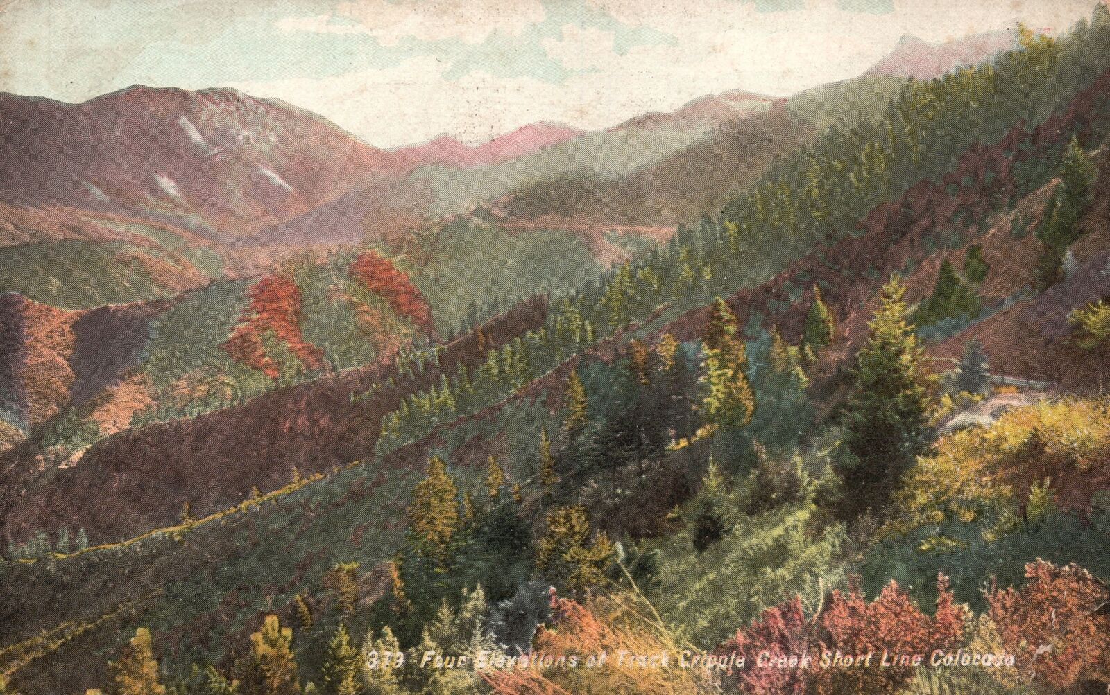 Vintage Postcard Four Elevations Of Track Cripple Creek Short Line ...