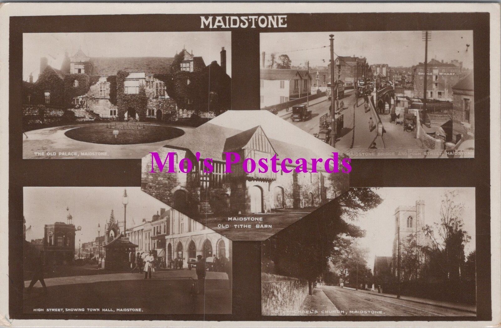 Kent Postcard - Maidstone Views, High Street, Old Tithe Barn, Old ...