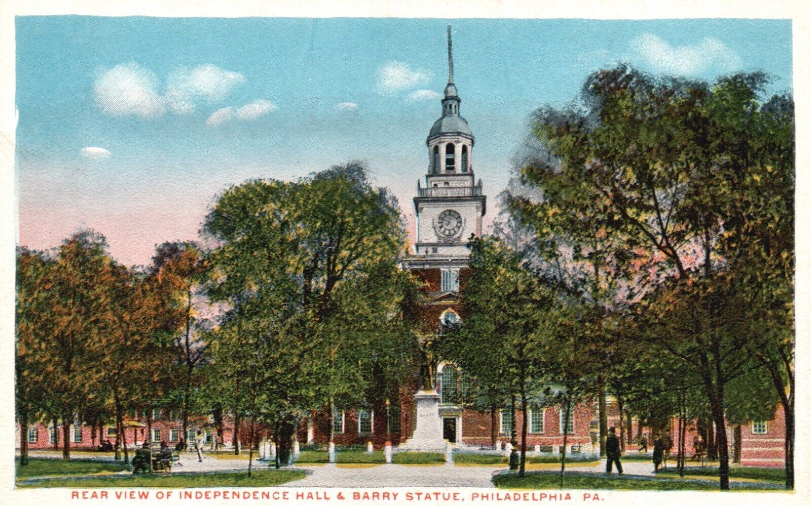 Postcard PA Philadelphia Independence Hall & Barry Statue WB Vintage PC ...