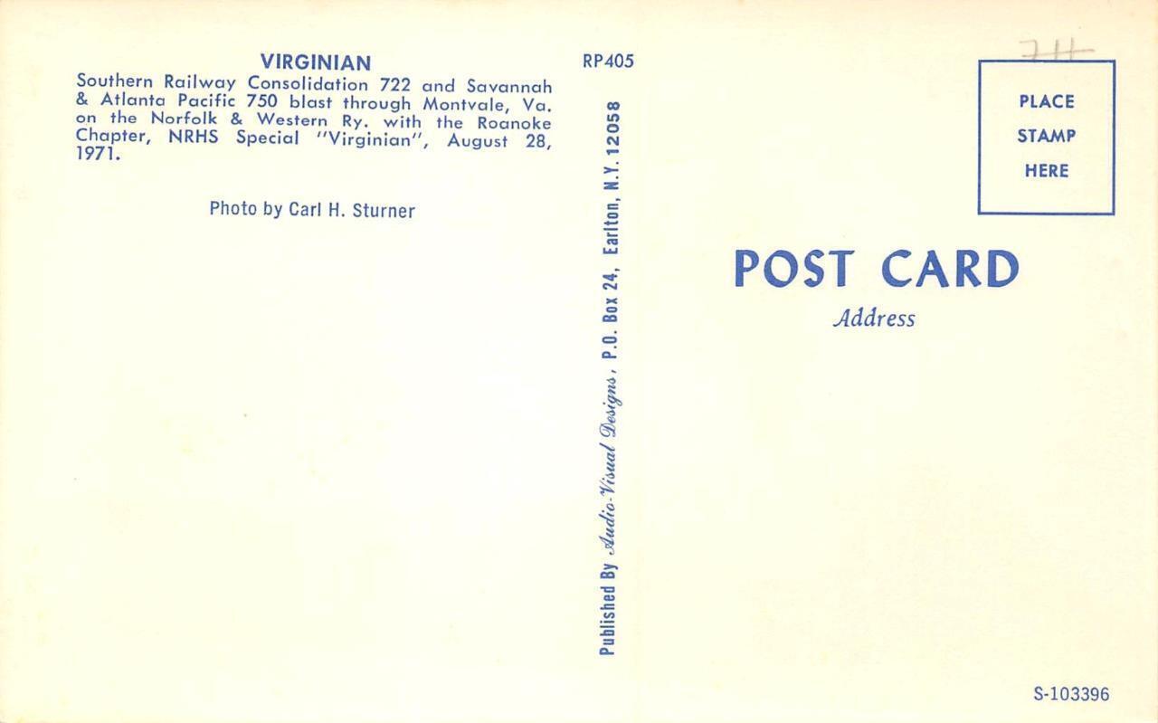 VIRGINIAN Savannah & Atlanta Railroad Train Montvale, VA 1971 Vintage ...