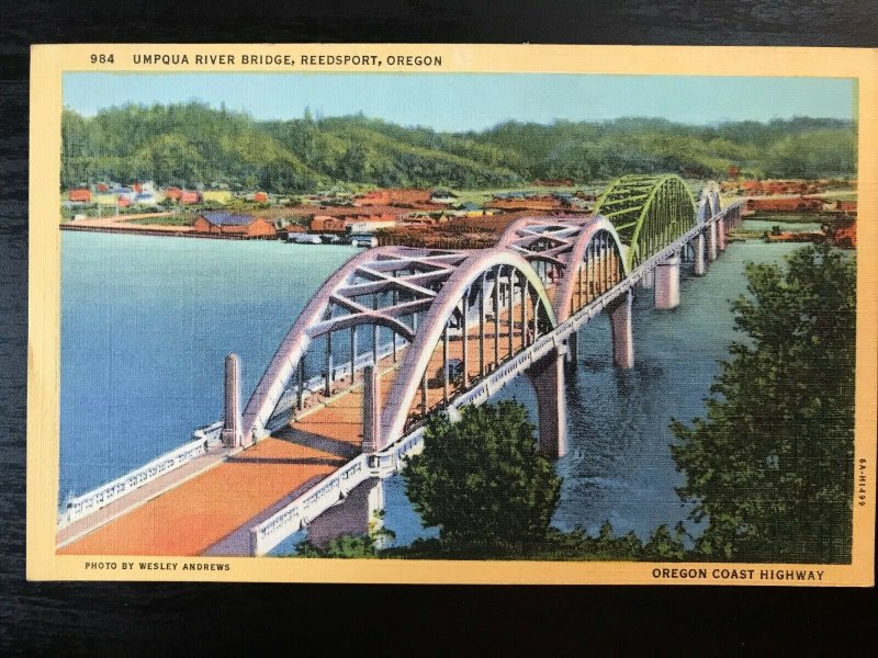 Vintage Postcard 1936 Umpqua River Bridge Reedsport Oregon | United ...