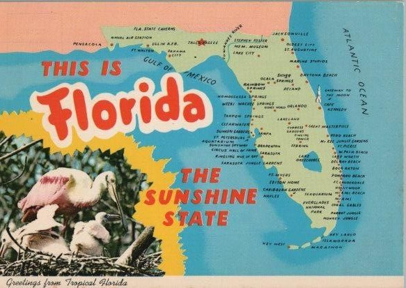 This is Florida Sunshine State Map Landmarks Multiview Continental ...