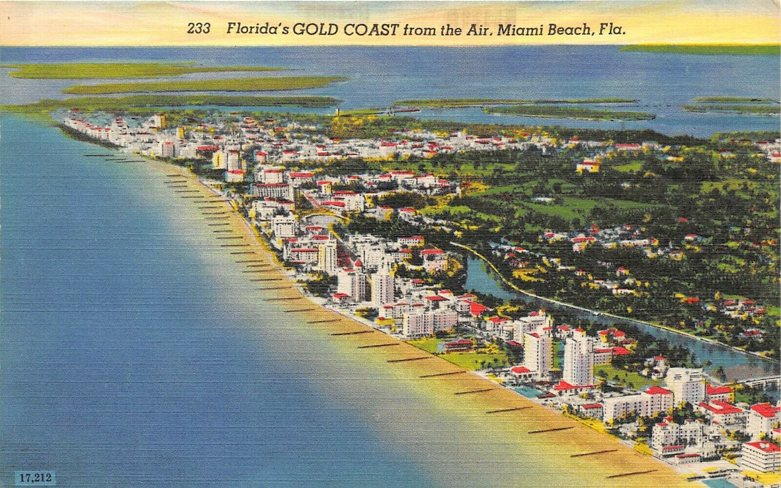 Miami Beach Florida 1940s Postcard Florida's Gold Coast From The Air ...