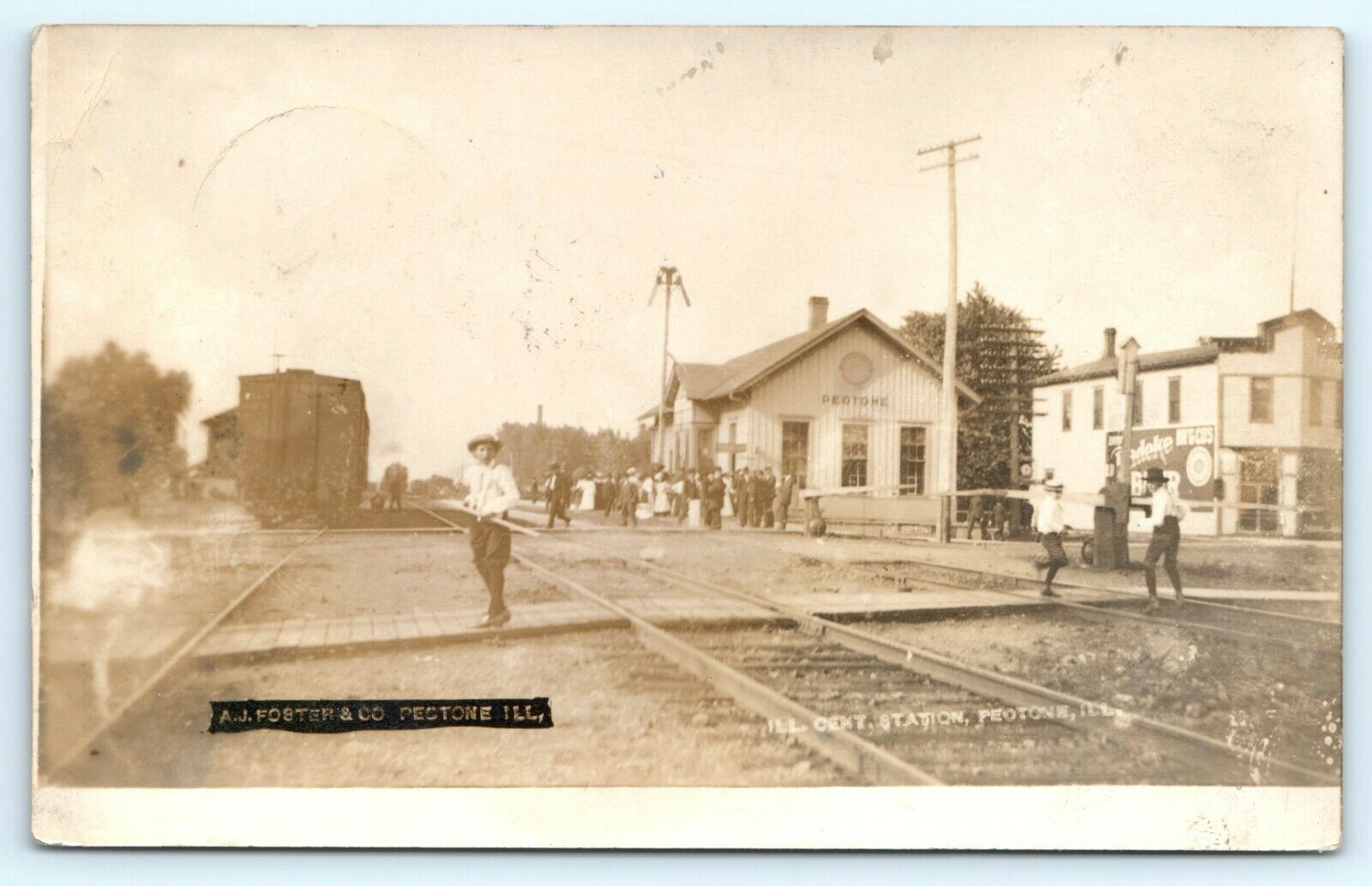 1908 Peotone IL Illinois Central Railroad Depot ICRR Real Photo ...