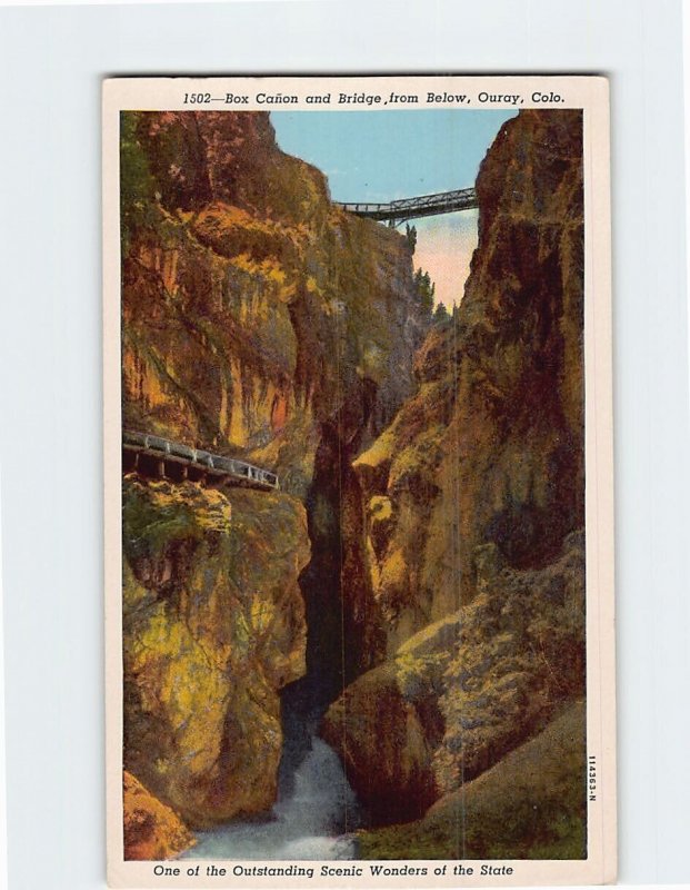 Postcard Box Canyon and Bridge from Below, Ouray, Colorado | United ...