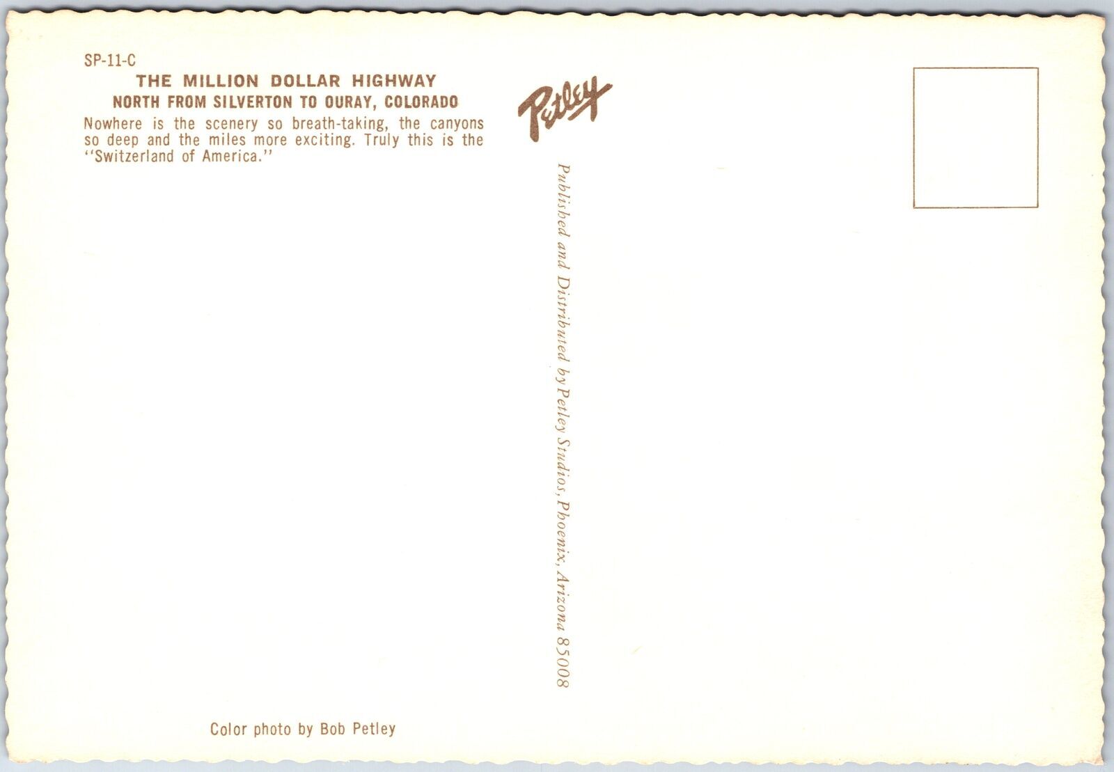 Vintage Continental Size Postcard Million Dollar Highway Silverton to ...