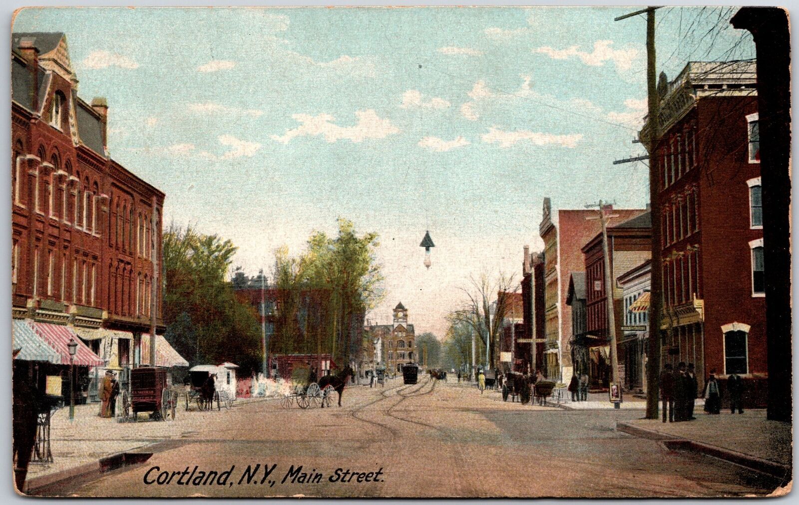 Main Street Cortland New York NY Street View Horse Carriage Buildings ...