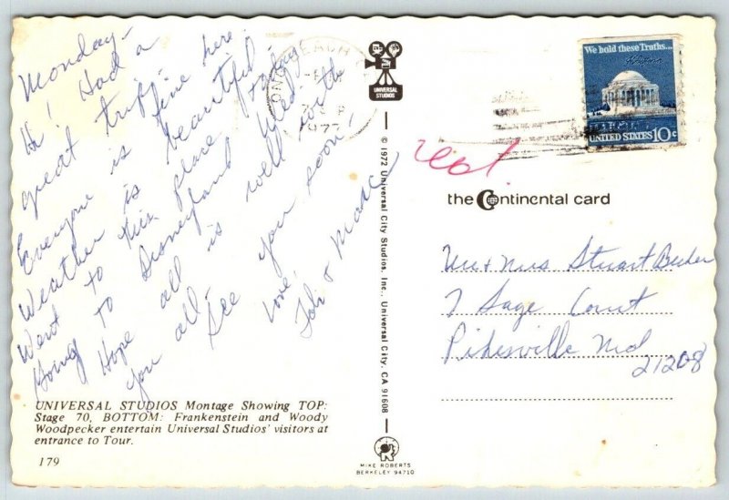 Universal Studios Universal City California Frankenstein 1977 Postcard ...