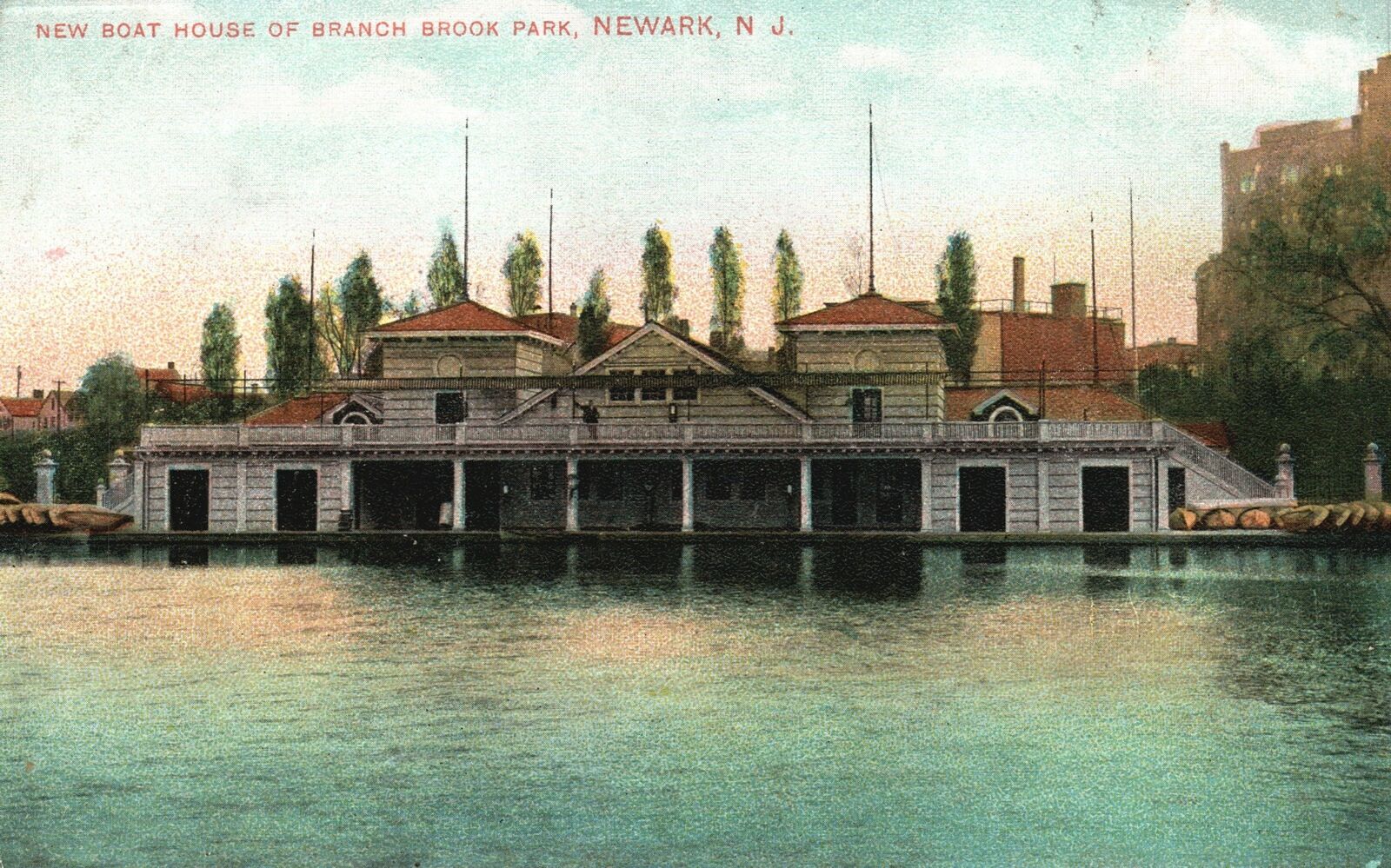 Vintage Postcard 1910's New Boat House of Branch Brook Park Newark New ...