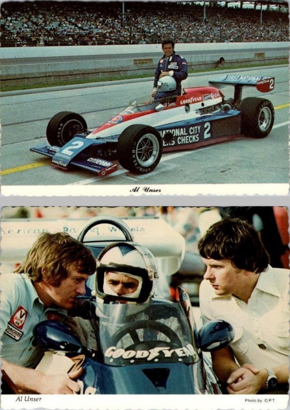 2~4X6 Postcards IN Indiana RACE CAR DRIVER AL UNSER & PIT CREW Indy 500 ...