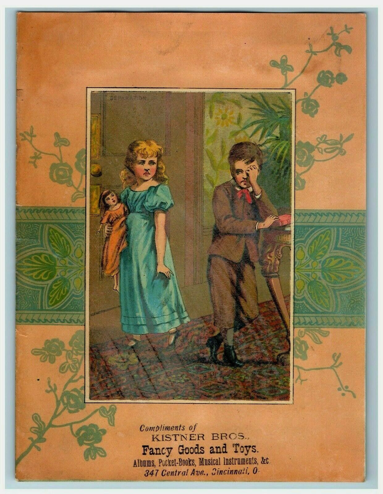 1880's Kistner Bros. Fancy Goods Toys Pocket Books Boy & Girl With Doll ...
