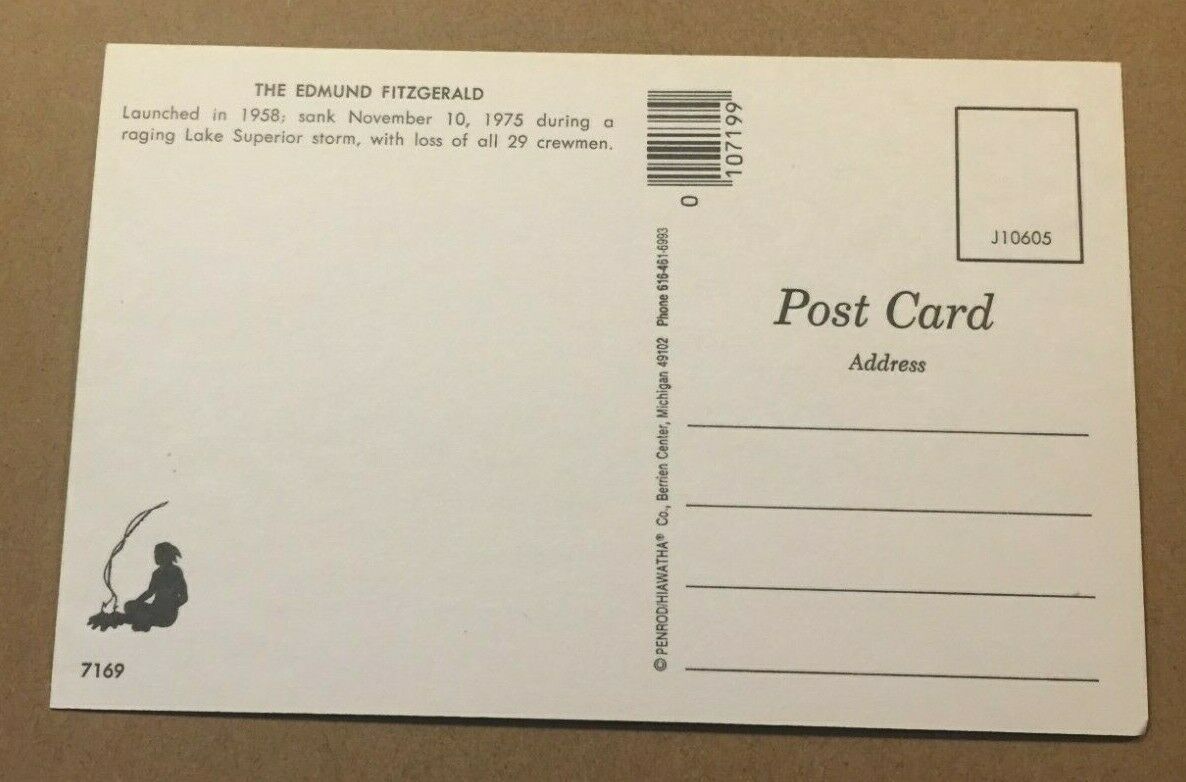 Vintage PC Unused - Edmond Fitzgerald Sank in 1975 Lake Superior in a ...