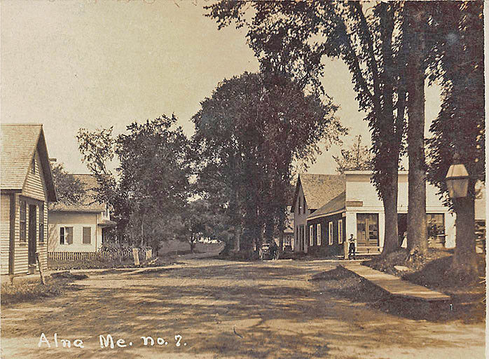 Alna ME Dirt Street Business District Storefronts RPPC Postcard ...