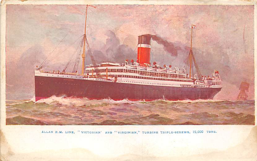 SS Victorian Allan Line Ship Writing on back | Topics - Other, Postcard ...