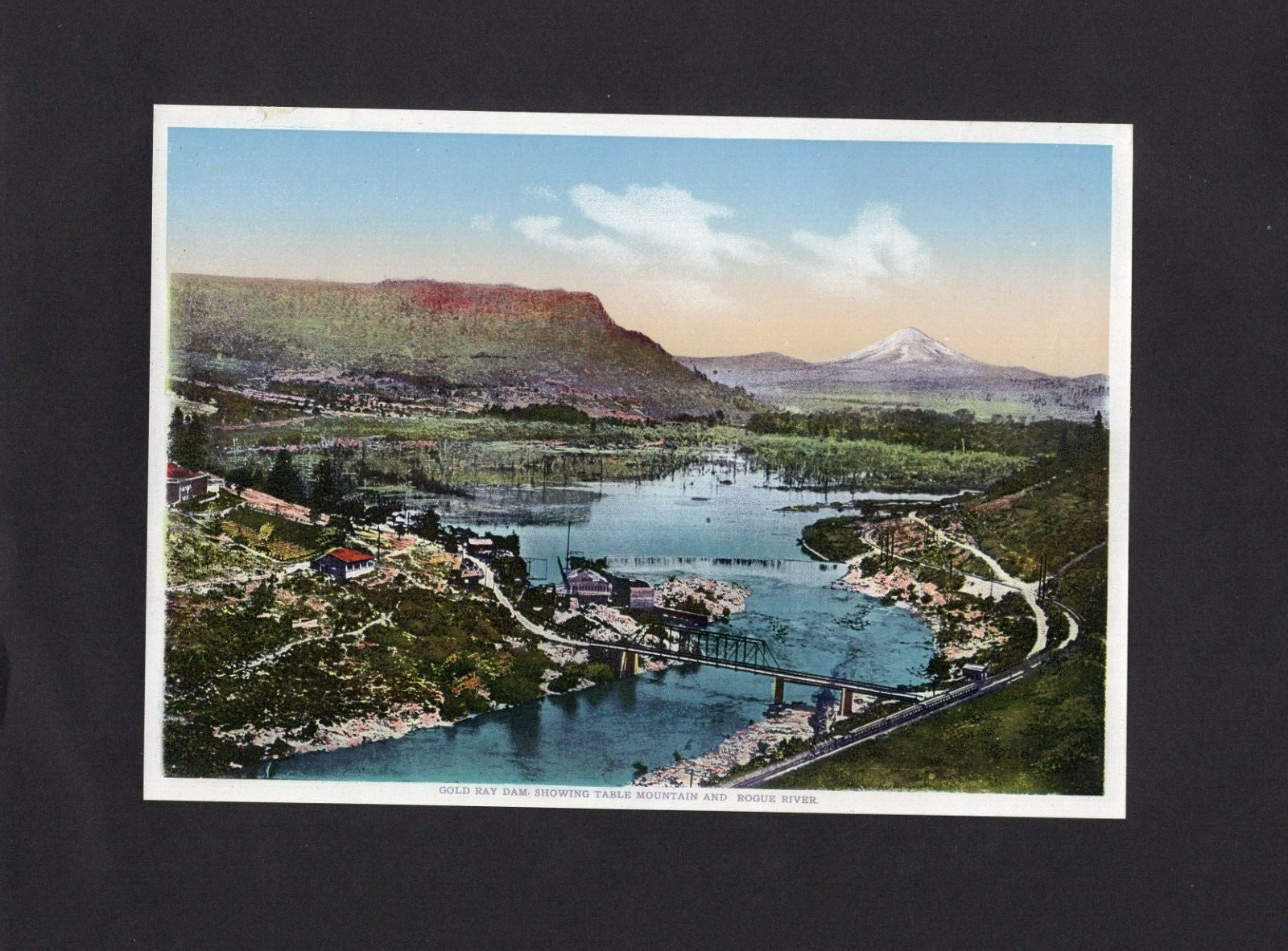 Vintage Print View of Gold Ray Dam Showing Table Mountain and Rogue ...