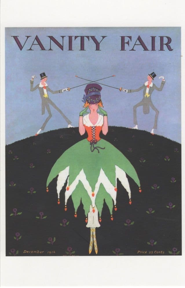 Swordfight Art Deco Painting Corset WW1 USA Magazine Cover Postcard ...