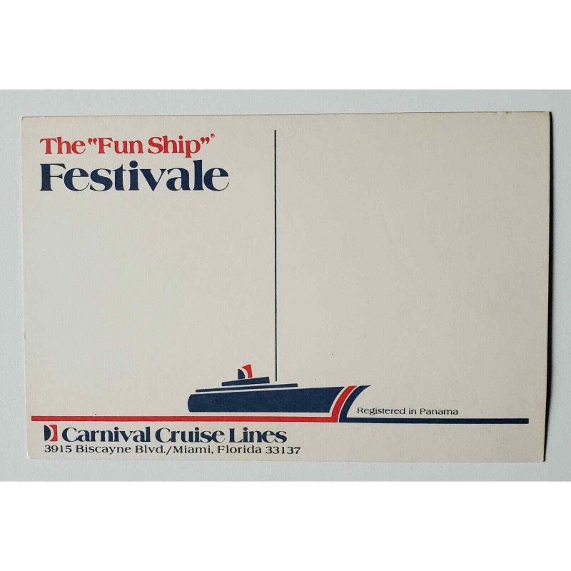 Carnival Cruise Lines Festivale Fun Ship Postcard | Europe - France ...