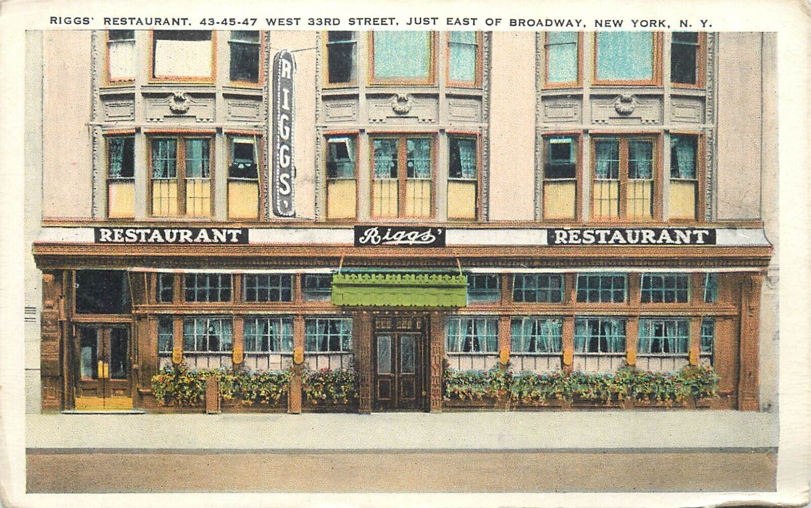 United States New York Riggs Restaurant white border (1915-1930 ...