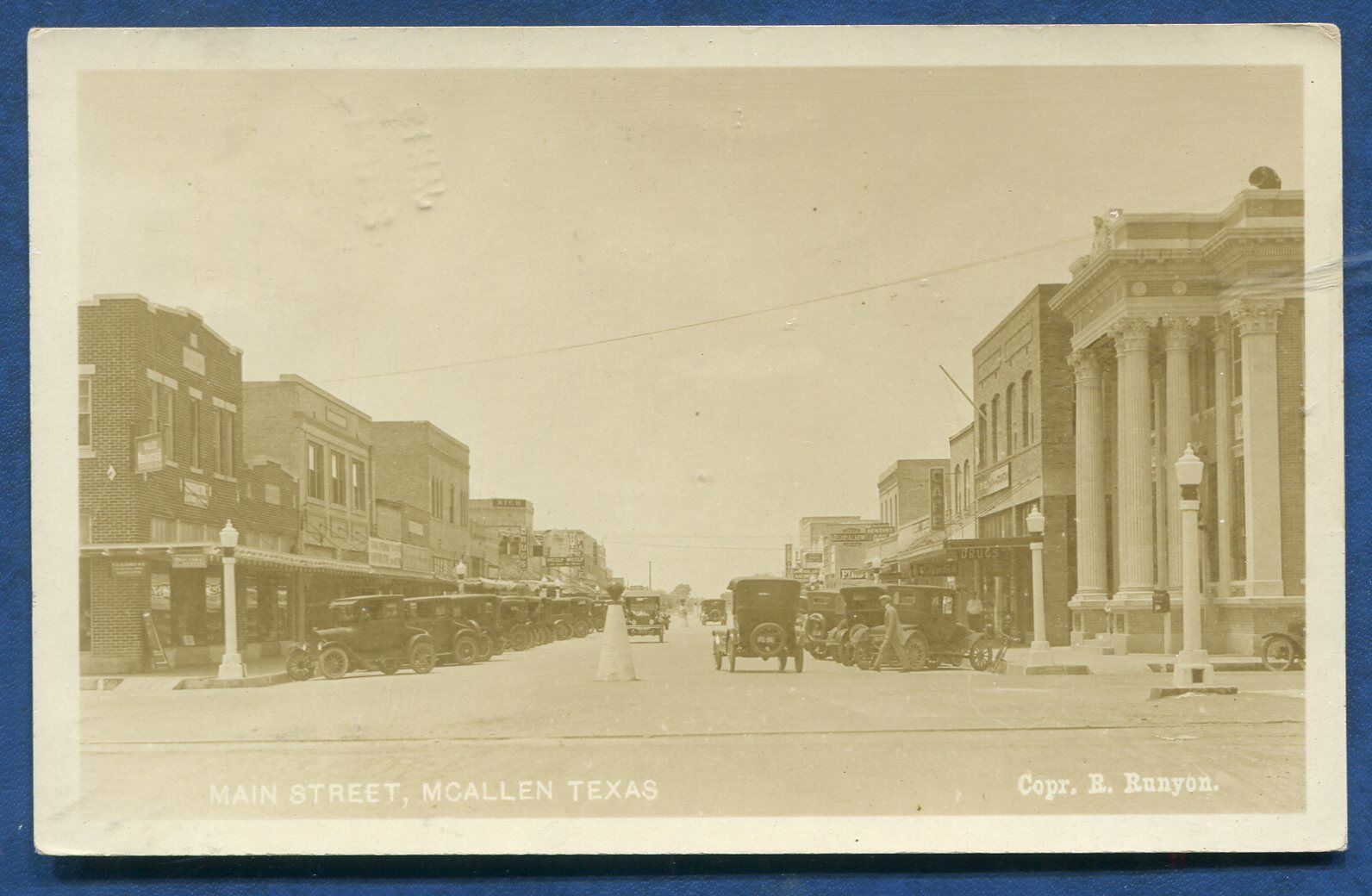 McAllen Texas tx Main Street scene view old autos real photo postcard ...