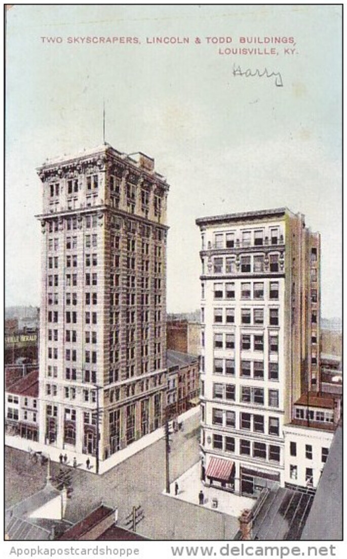 Kentucky Louisville Two Skyscrapers Lincoln & Todd Buildings 1910 ...