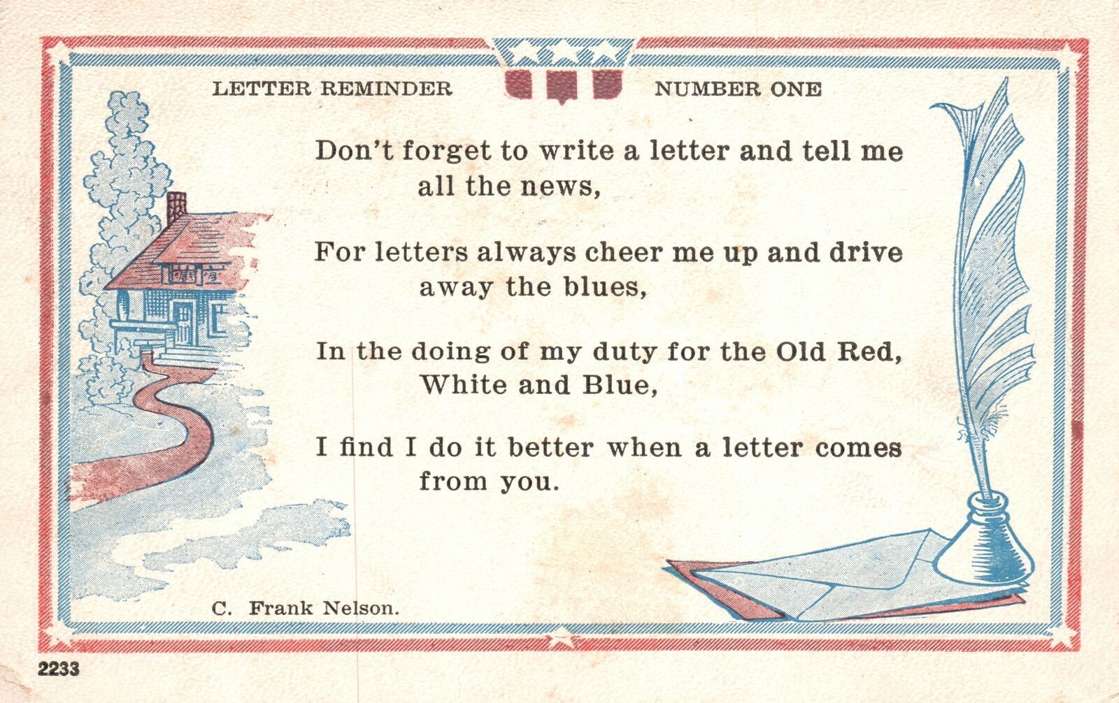 Vintage Postcard 1918 Letter Reminder Number One By C. Frank Nelson Ink ...