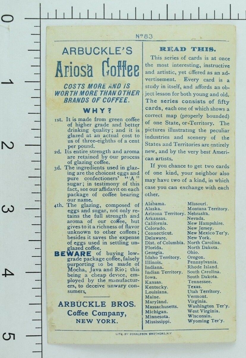 1889 Arbuckle Bros. Ariosa Coffee No.83 Iowa Herding Mules Steamboat ...