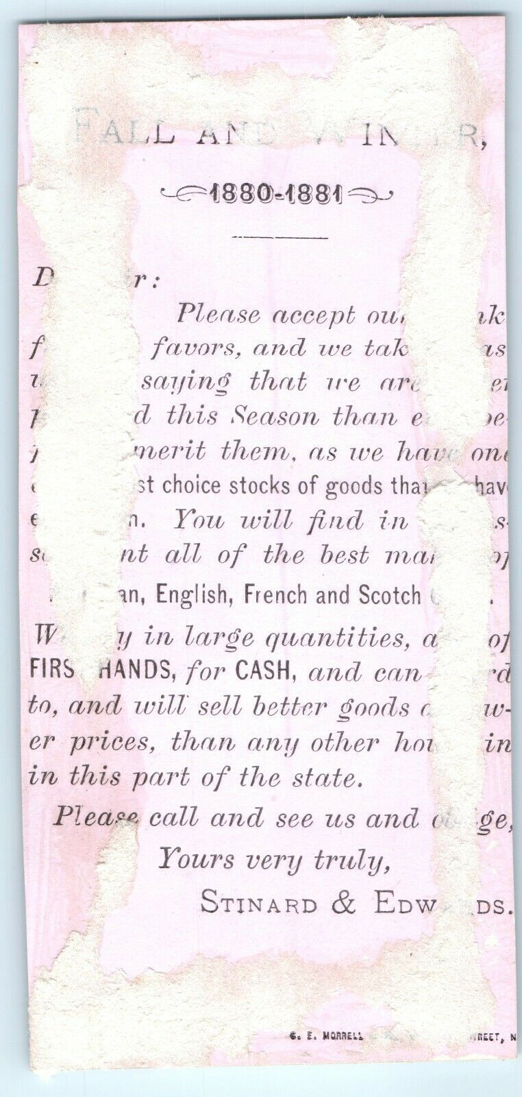 x2 Set 1880 Syracuse Bookmark Tailor Trade Cards Stinard & Edwards ...